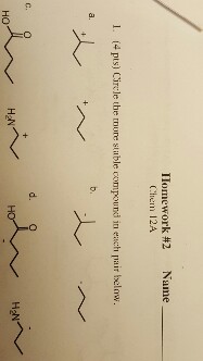 Solved Hi I need to find the most stable compound in each | Chegg.com