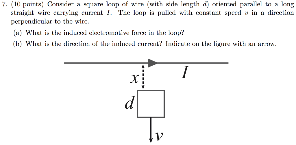 Solved 7. (10 points) Consider a square loop of wire (with | Chegg.com