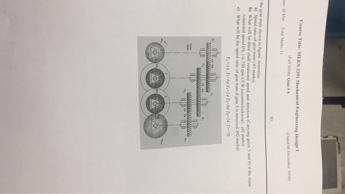 The gear train shown in figure, determine Speed | Chegg.com