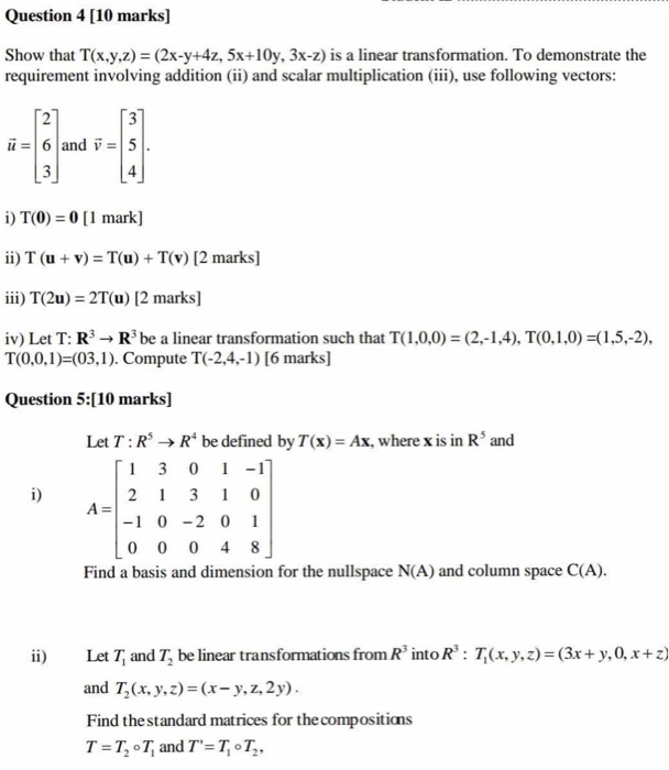 Solved Please help with ALL the following Linear Algebra | Chegg.com