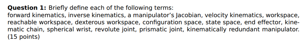 Solved Question 1: Briefly define each of the following | Chegg.com