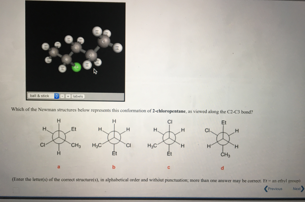 Solved Which of the Newman structures below represents | Chegg.com