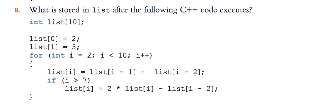 Solved What is stored in list after the following C++ code | Chegg.com