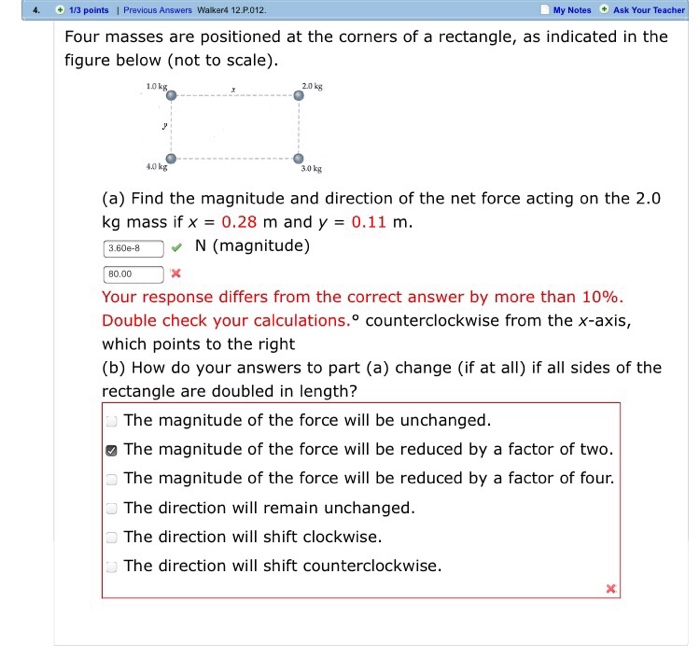 Solved Four masses are positioned at the corners of a | Chegg.com