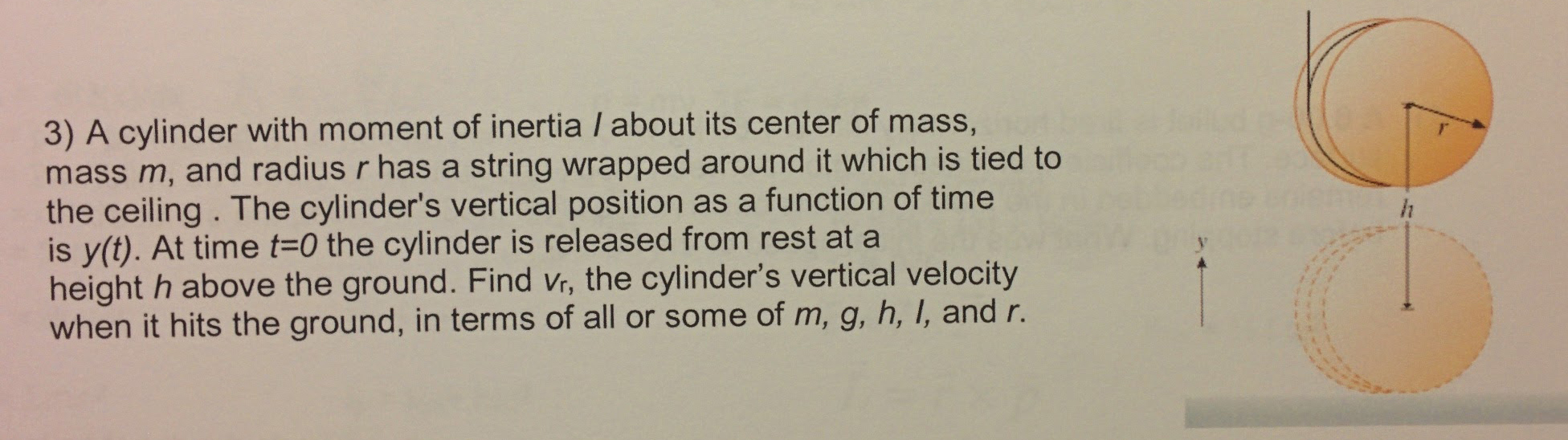 Solved 3) A cylinder with moment of inertia I about its | Chegg.com