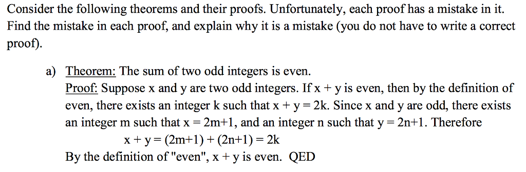 Solved Consider the following theorems and their proofs. | Chegg.com