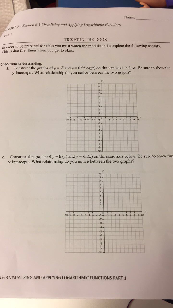 Solved Name: s - Section 6.3 Visualizing and Applying | Chegg.com