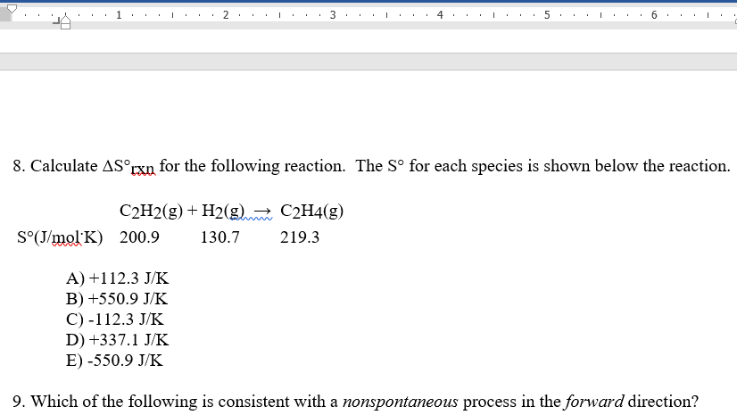 Solved Calculate Δs°rxn For The Following Reaction The S°
