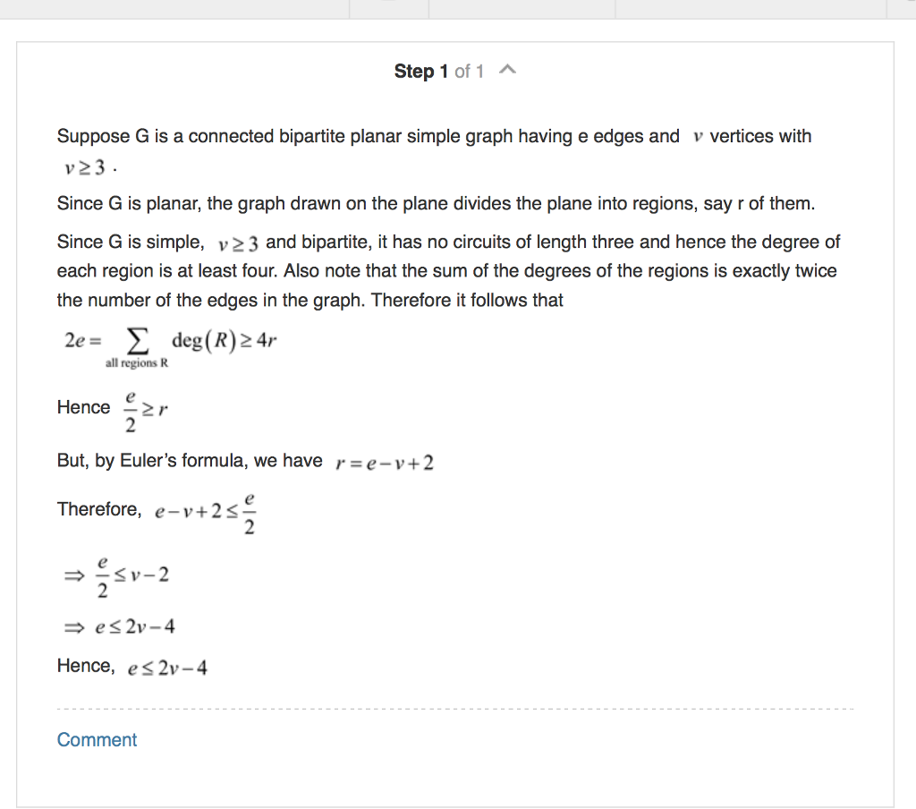Solved Step 1 of 1 Suppose G is a connected bipartite planar | Chegg.com