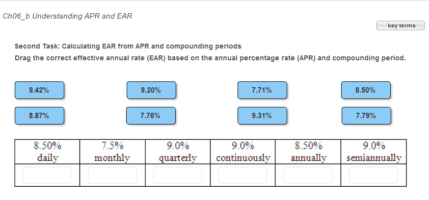 Second Task: Calculating EAR From APR And Compound... | Chegg.com
