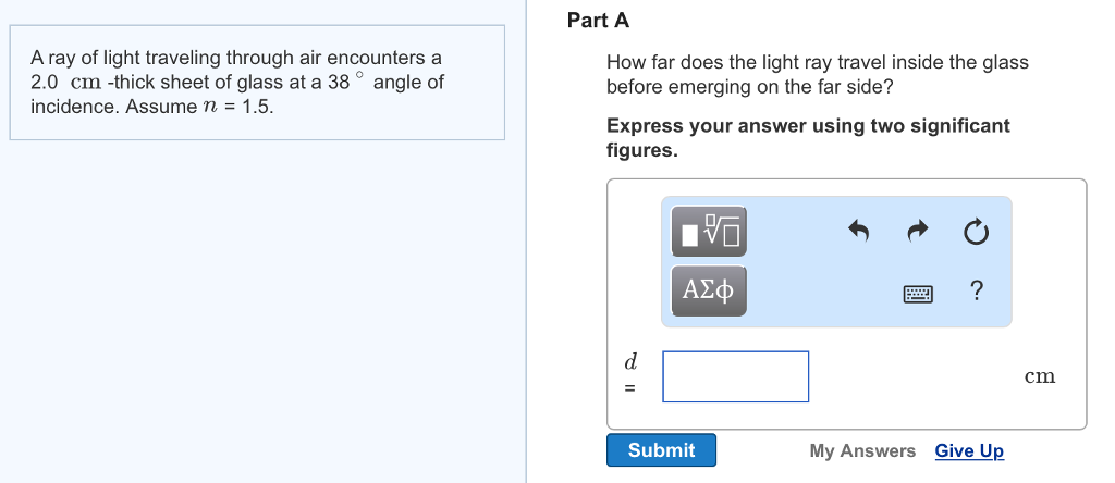 Solved A ray of light traveling through air encounters a 2.0 | Chegg.com