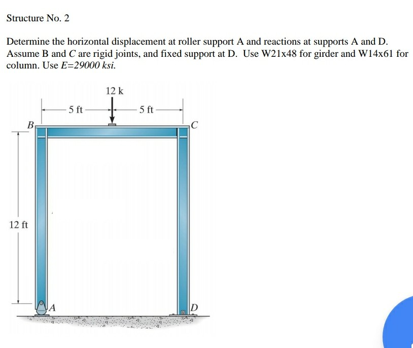 Solved Structure No. 2 the horizontal displacement at roller | Chegg.com