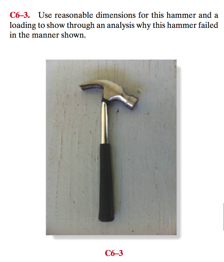 Solved C6-3. Use reasonable dimensions for this hammer and a | Chegg.com