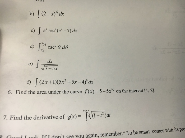 Solved Find the area under the curve f(x) = 5 - 5x^2/3 on | Chegg.com
