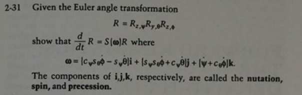 Solved 2-31 Given the Euler angle transformation show that R | Chegg.com