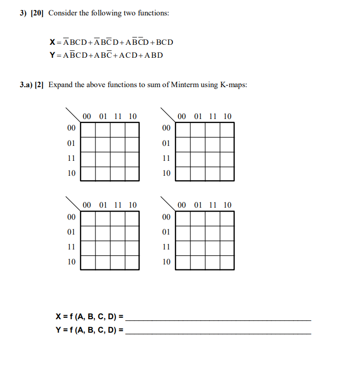 Solved 3) 120] Consider the following two functions X=ABC D | Chegg.com