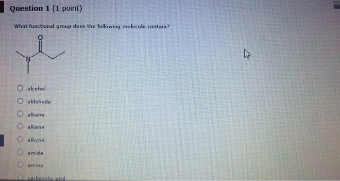 Solved What functional group does the following molecule | Chegg.com