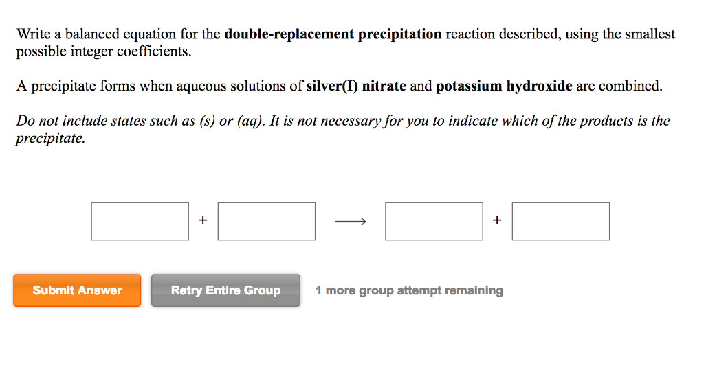Solved Write a balanced equation for the double-replacement | Chegg.com