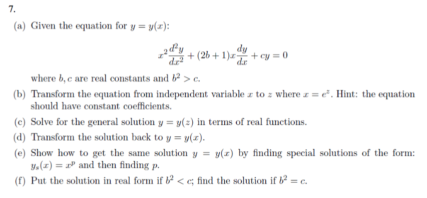 Solved (a) Given the equation for y = y(x): x^2 d^2 y/dx^2 | Chegg.com
