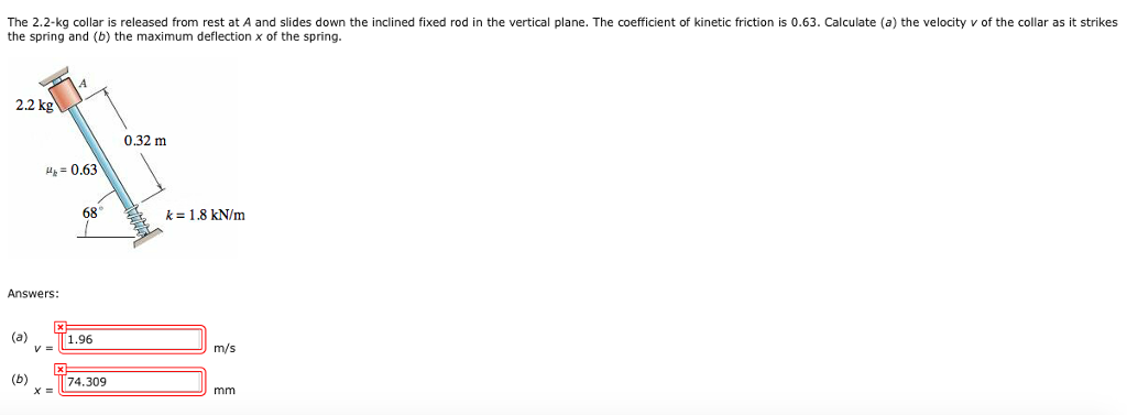Solved The 2.2-kg collar is released from rest at A and | Chegg.com