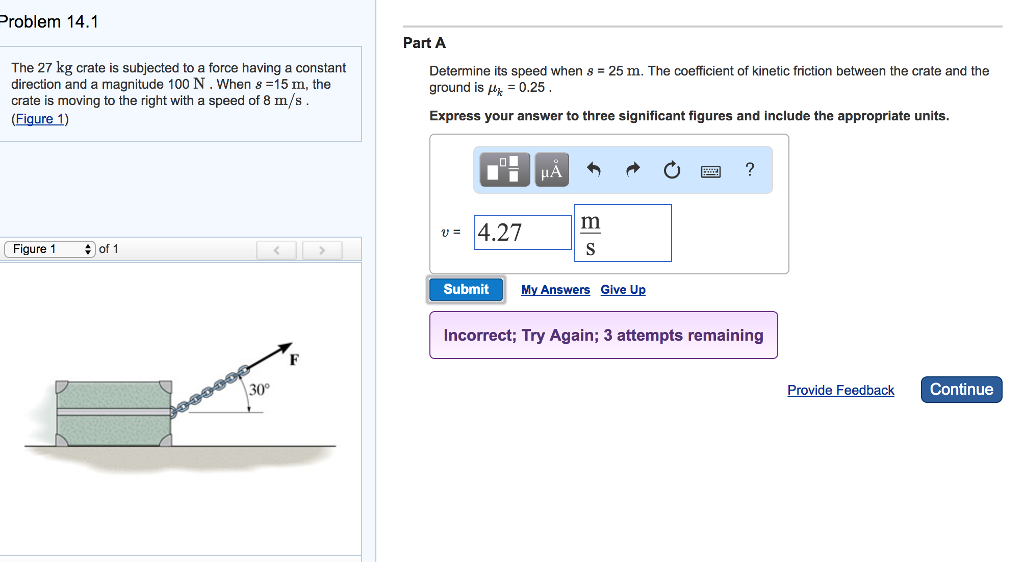 Solved The 27 kg crate is subjected to a force having a | Chegg.com