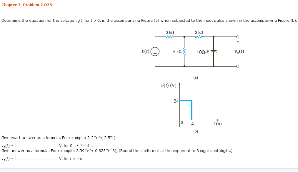 Solved Determine the equation for the voltage vo(t) for t > | Chegg.com