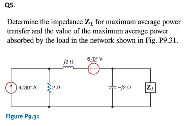 Solved Q5. Determine the impedance Zi for maximum average | Chegg.com