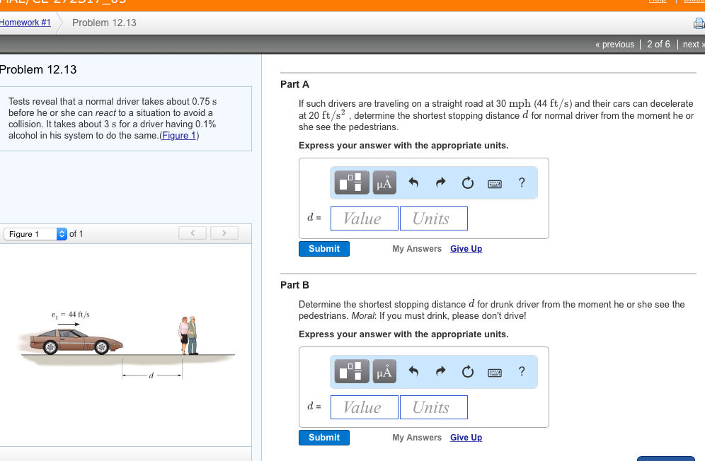 Solved Tests reveal that a normal driver takes about 0.75 s | Chegg.com