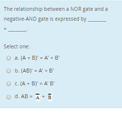 Solved The relationship between a NOR gate and a | Chegg.com