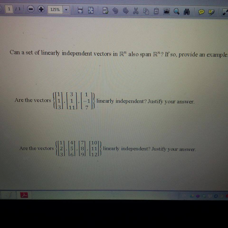 Solved A set of vectors{v1, v2, ...vp} in Rn is said to be | Chegg.com