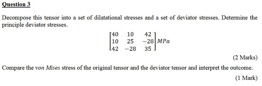 Solved Decompose this tensor into a set of dilatational | Chegg.com