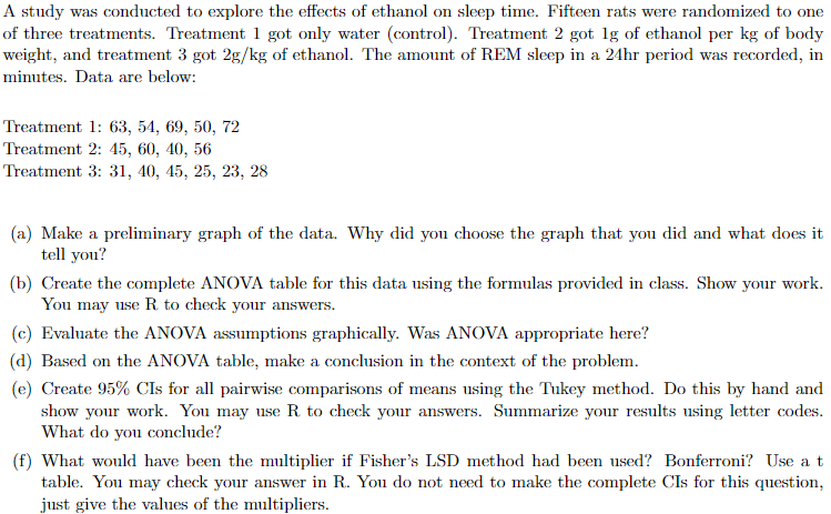 Solved A study was conducted to explore the effects of | Chegg.com