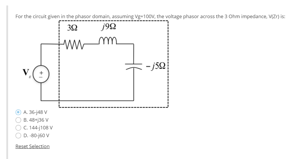 Solved For the circuit given in the phasor domain, assuming | Chegg.com