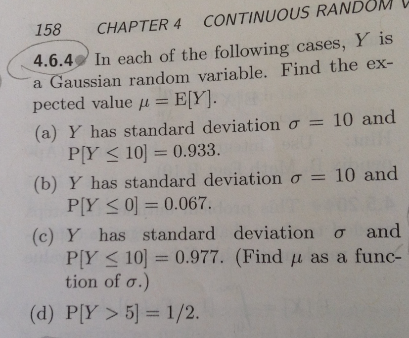 Solved In each of the following cases, Y is a Gaussian | Chegg.com