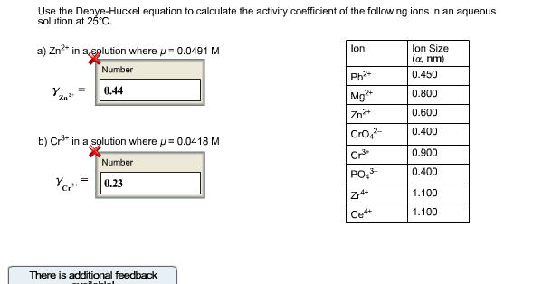 Solved Use the Debye-Huckel equation to calculate the | Chegg.com
