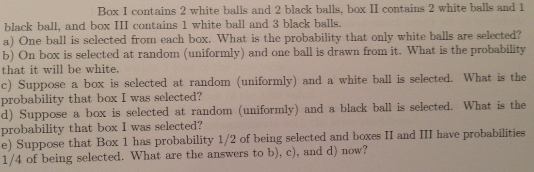 Solved Box I contains 2 white balls and 2 black balls box II | Chegg.com