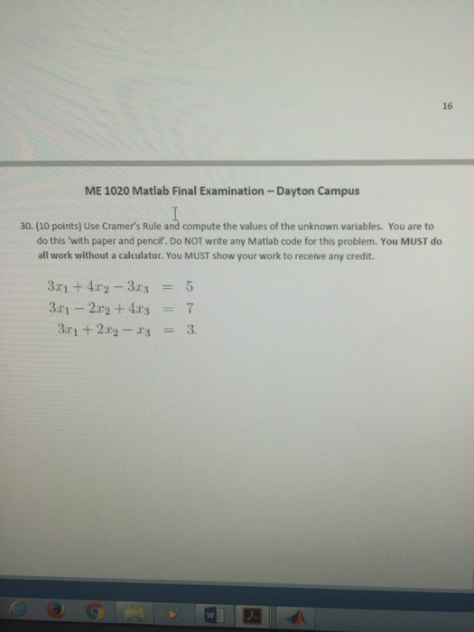 Solved Use Cramer's Rule and compute the values of the | Chegg.com