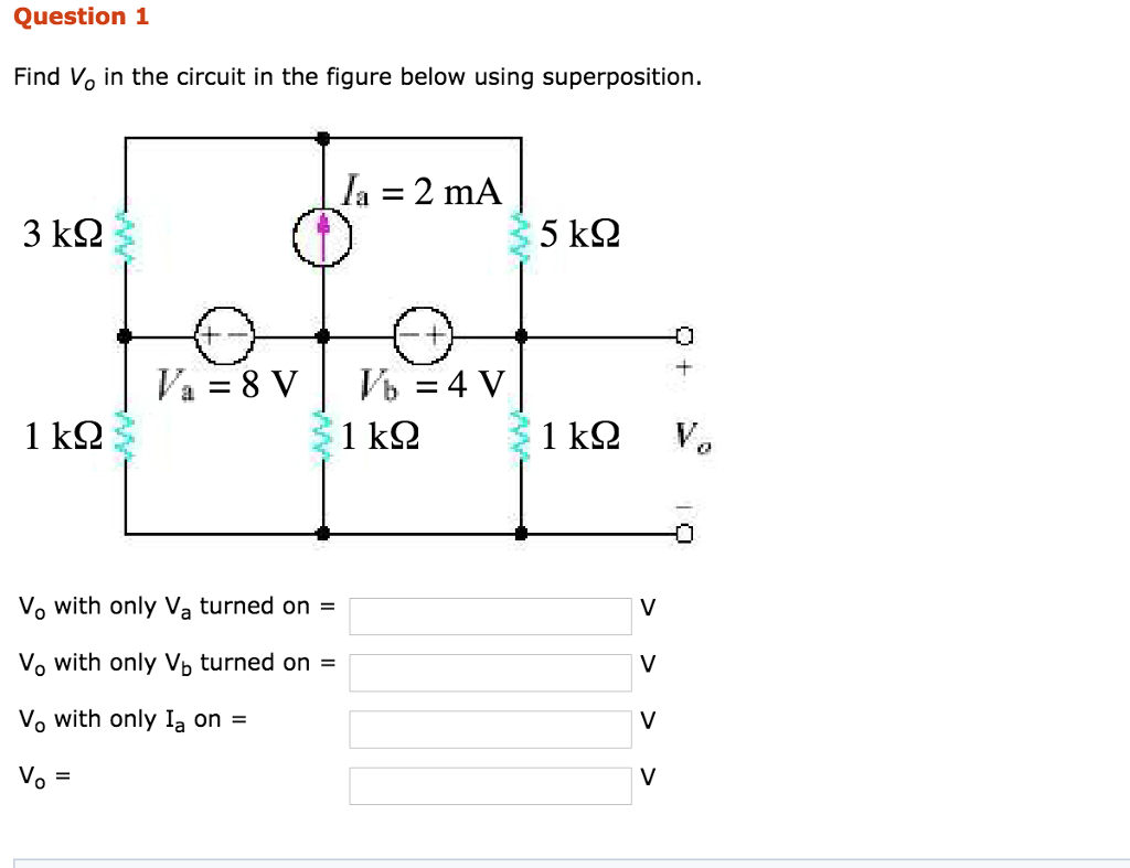 Solved Find Vo in the circuit in the figure below using | Chegg.com