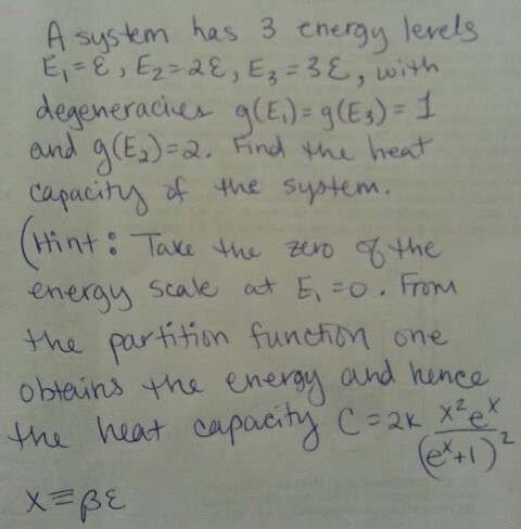 Solved A system has three energy levels... | Chegg.com