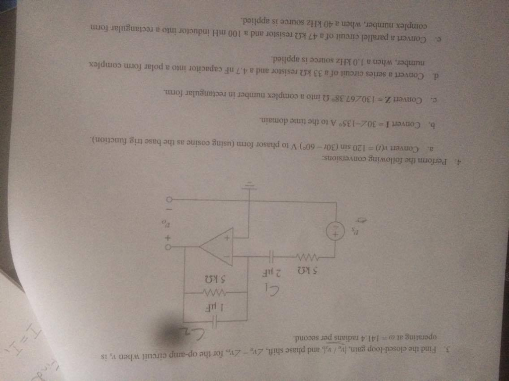 Solved Find the closed-loop gain, |v_0/v_s|, and phase | Chegg.com
