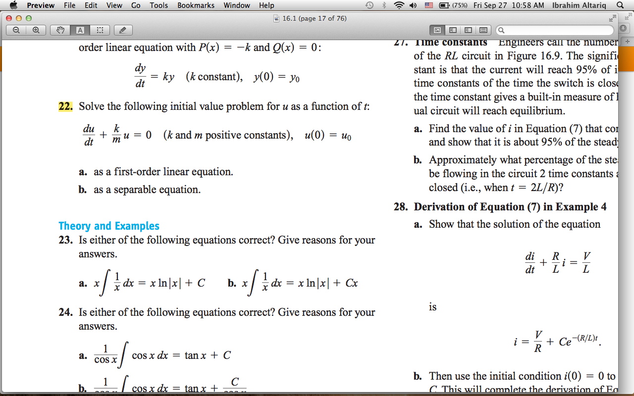 Solved order linear equation with P (x) = - k and Q (x) = 0: | Chegg.com
