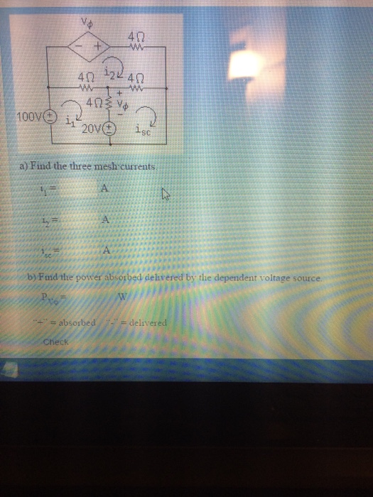Solved Find the three mesh currents Find the power | Chegg.com