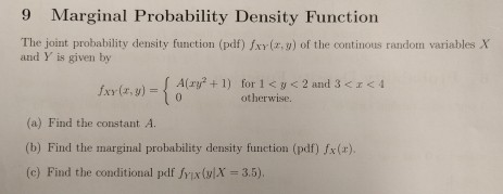 Solved Marginal Probability Density Function The joint | Chegg.com