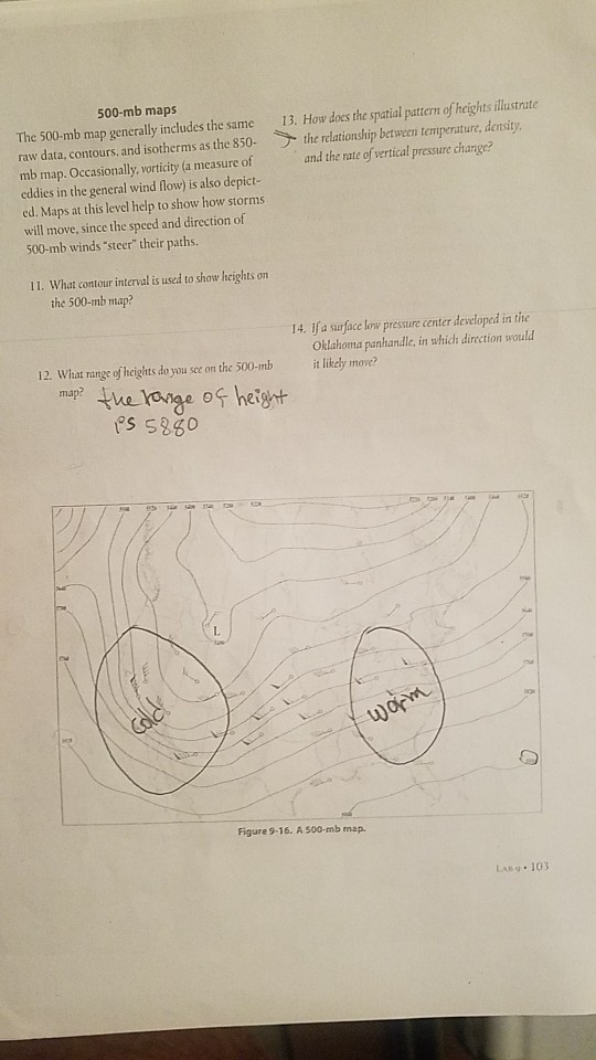 500-mb maps 13. How does the spatial patterm of | Chegg.com