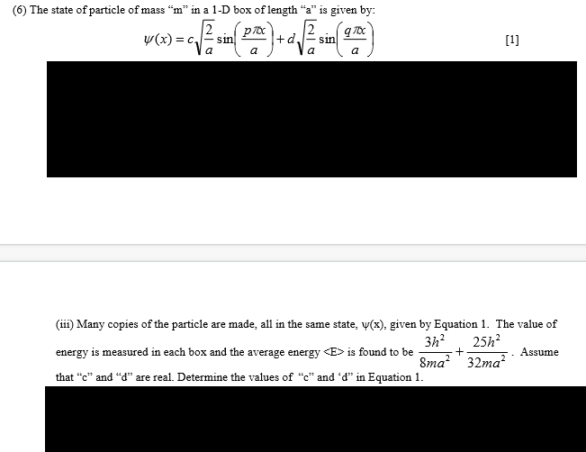 Solved The state of the particle of mass "m" in a 1-D box of | Chegg.com
