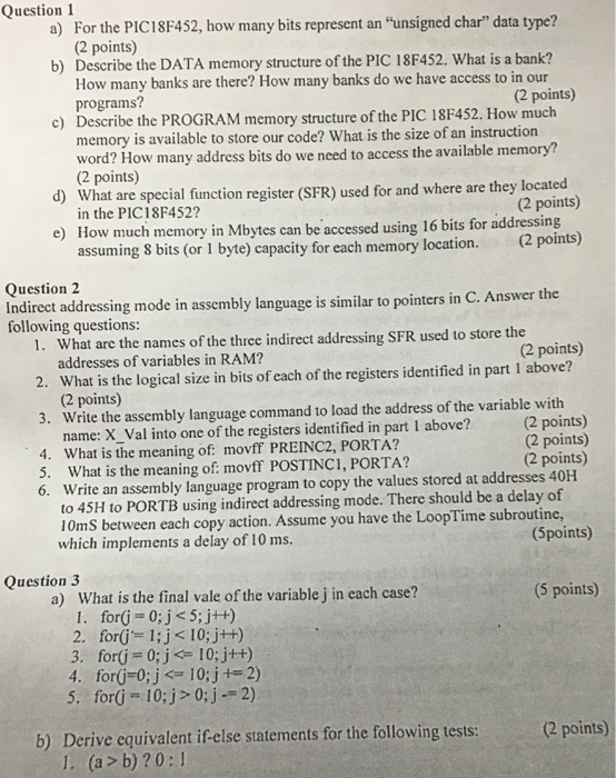 Solved For the PIC18F452, how many bits represent an | Chegg.com