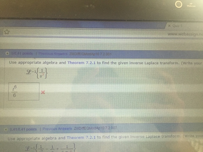 Solved Use appropriate algebra and Theorem 7.2.1 to find the | Chegg.com Solved Use appropriate algebra and Theorem 7.2.1 to find the | Chegg.com