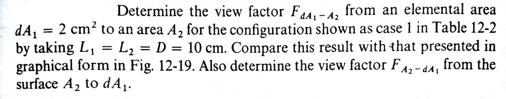 Solved Determine the view factor F_dA1 - A_2 from an | Chegg.com