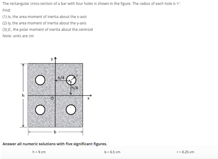 Solved The rectangular cross-section of a bar with four | Chegg.com