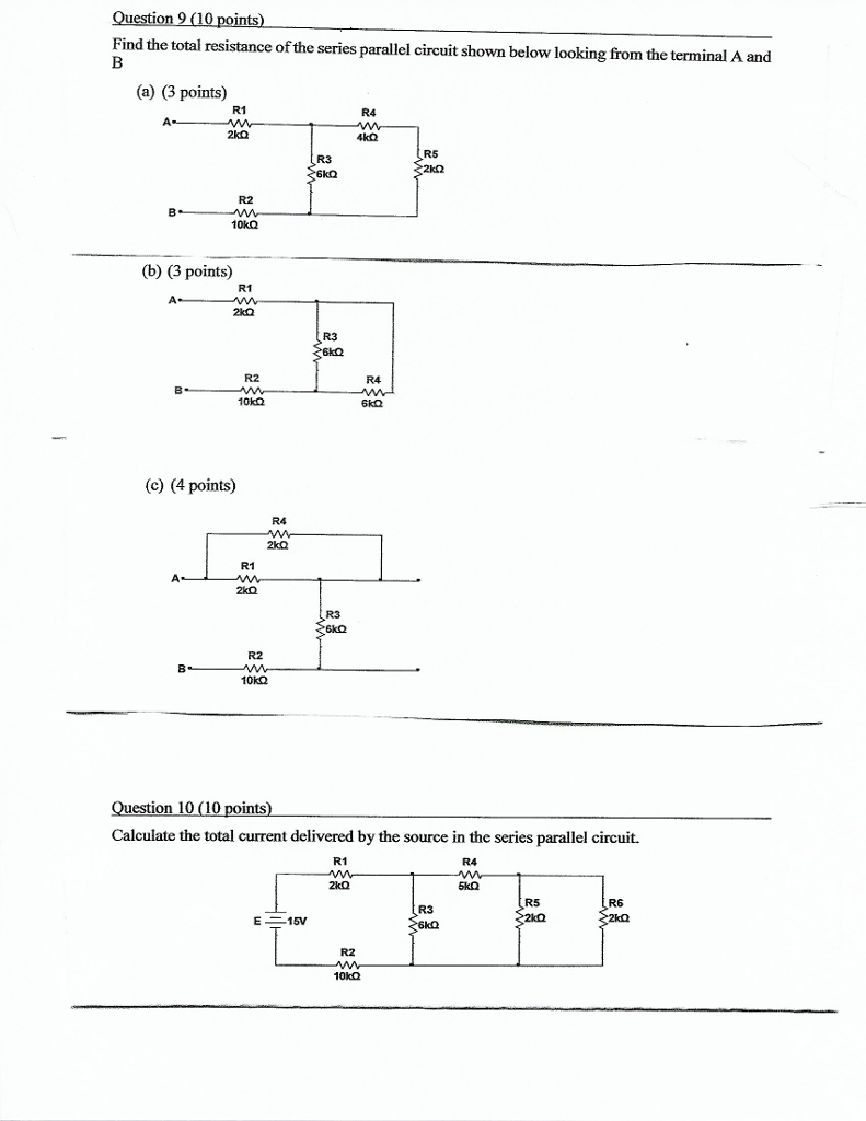 Solved Find the total resistance of the series parallel | Chegg.com